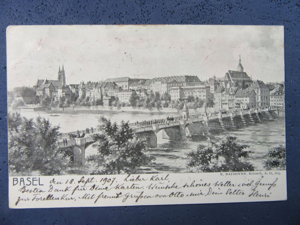 AK BASEL 1907 MITTLERE RHEINBRÜCKE BELEBT (Gebraucht) in Ettingen für CHF 5.95 – mit Lieferung ...