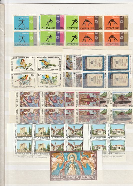 52/LOT ZYPERN VIERERBLOCKSERIEN 1970-1980 ** (Neu (gemäss Beschreibung)) in Hirschthal für CHF 1 ...