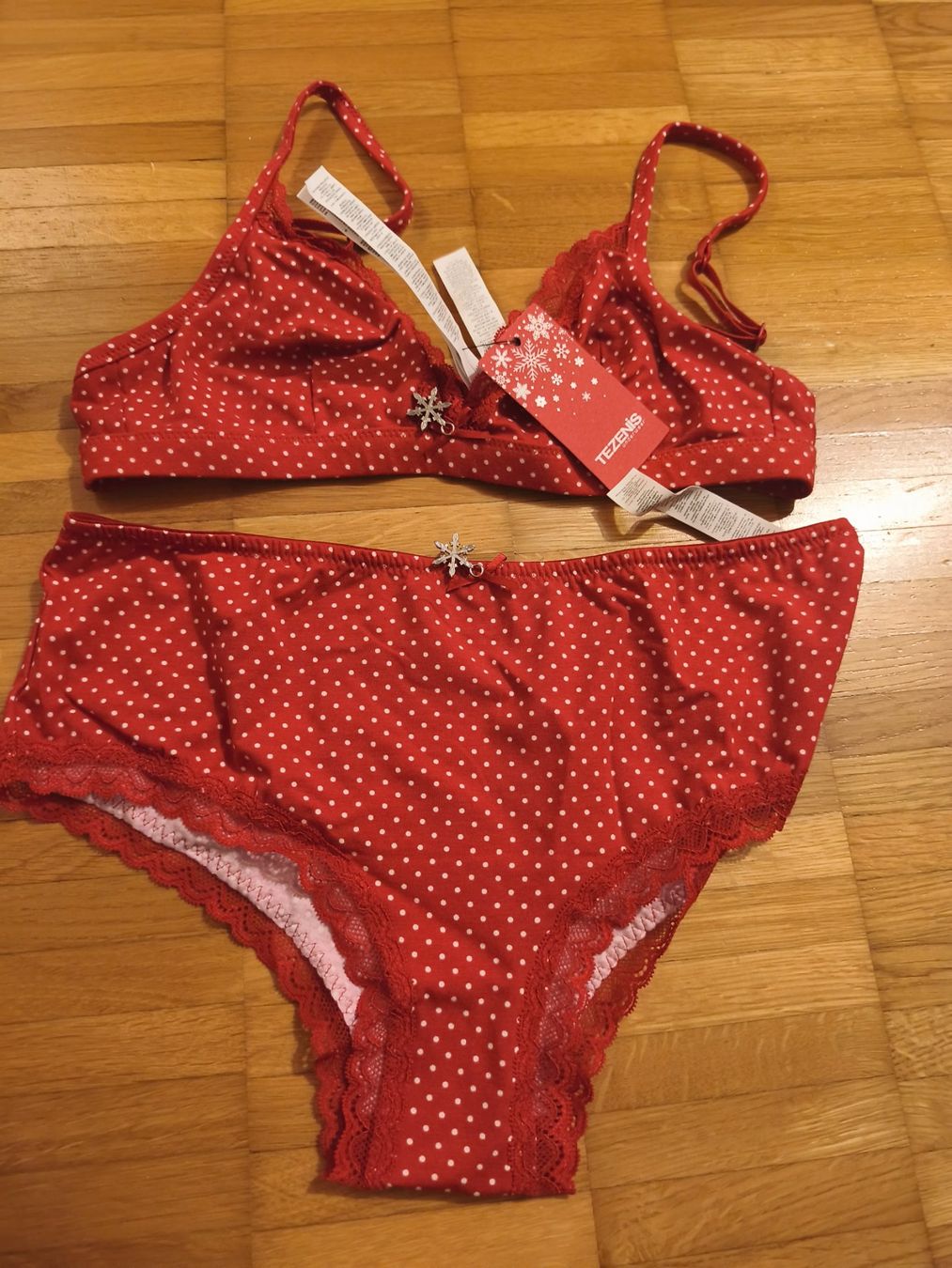 Tezenis Underwaer- Set Schneeflocke Gr. M rot weiss XMAS (Neu und ...