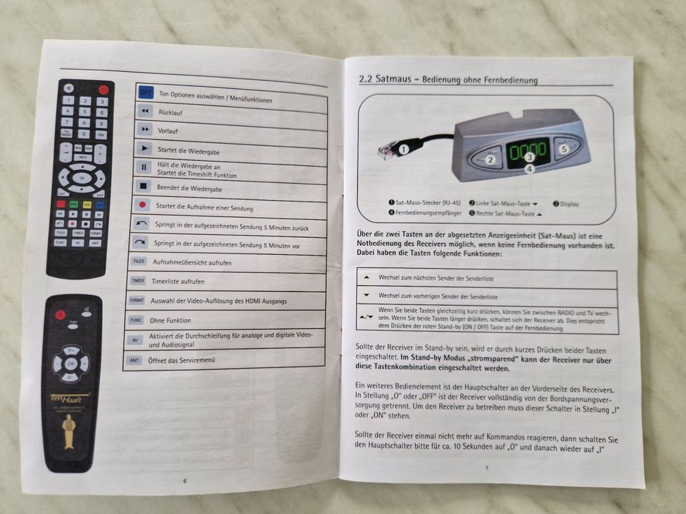 Ten Haaft Sat Maus-Bedienung ohne Fernbedienung 2017 (Neu (gemäss ...