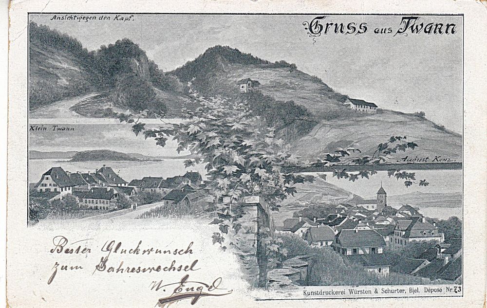 Gruss aus Twann, Uralte Karte mit 3 Bilder. 1899 (Gebraucht) in ...
