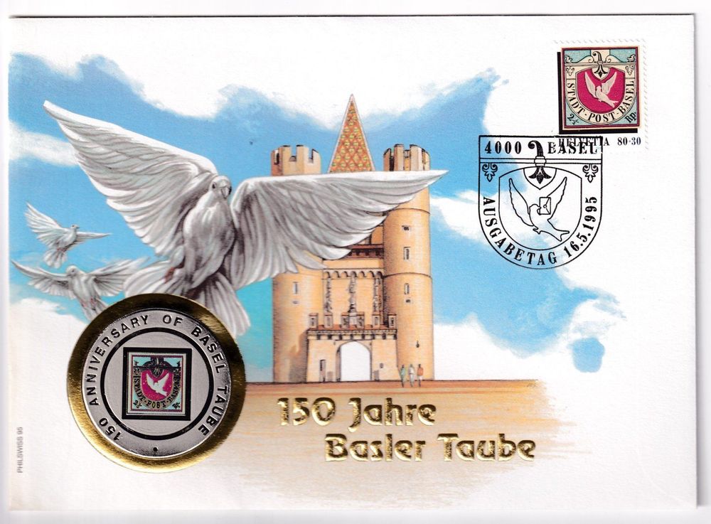 150 Jahre Basler-Taube, Medaillenbrief (Gebraucht) in Neuchâtel für CHF 9.5 – mit Lieferung auf ...