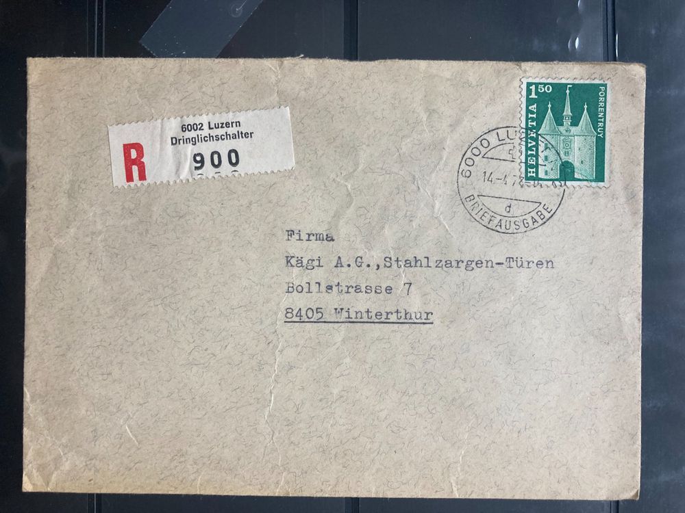 Schweiz 1973 R-Brief 1.5Fr Porrentruy 6002 Luzern Dringlich | Kaufen auf Ricardo