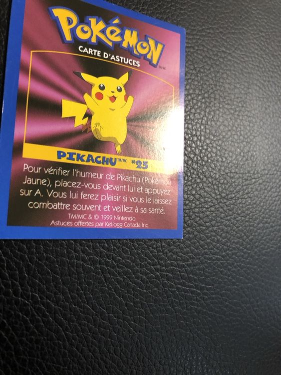 POKEMON KELLOGS GAME TIP CARD PIKACHU # 25 Ab 1 (Gebraucht) in Paradiso ...