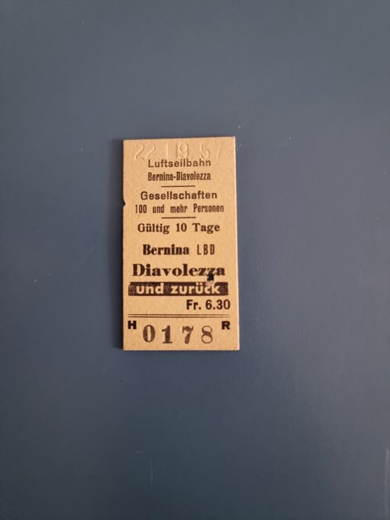 Billet Bernina- Diavolezza 1957 (Gebraucht) in Birrwil für CHF 20 – mit Lieferung auf Ricardo kaufen