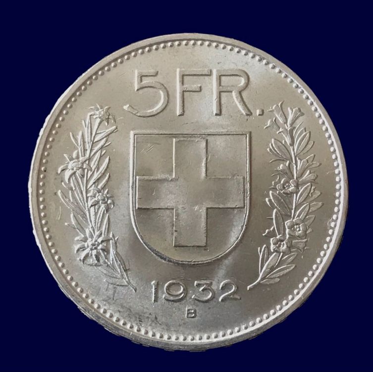 Schweiz 5 Franken Silber Jahrgang 1932 VZGL (Gebraucht) in Winterthur für CHF 12 – mit Lieferung ...
