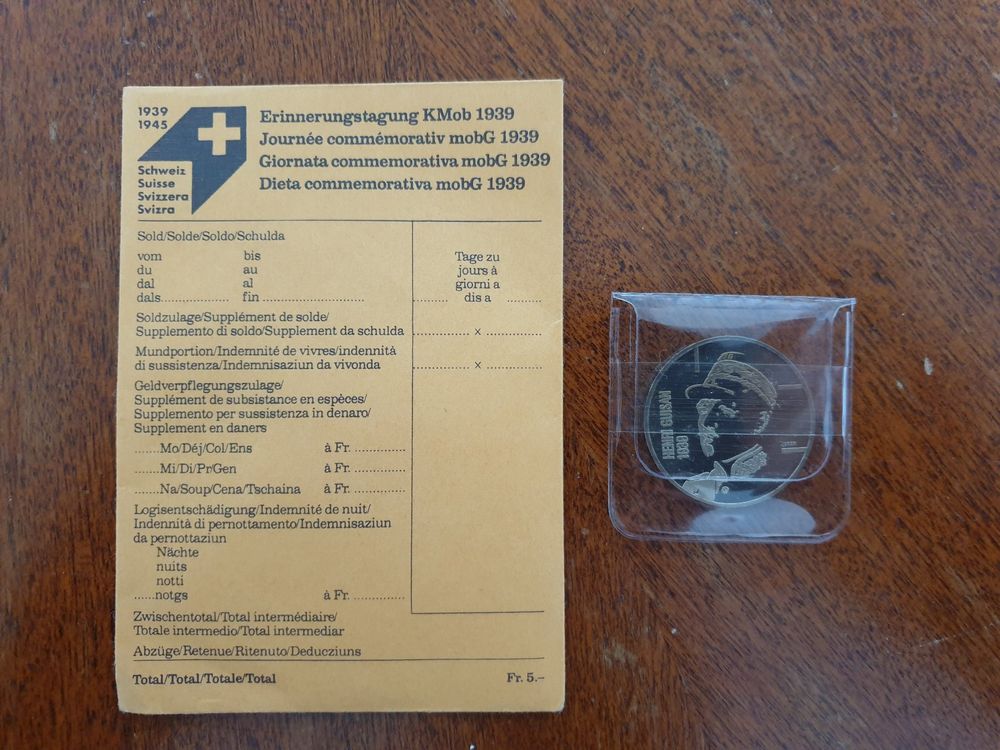 General Guisan-Gedenkmünze (Diamantfeiern 1989) (Neu (gemäss Beschreibung)) in Baden für CHF 15 ...