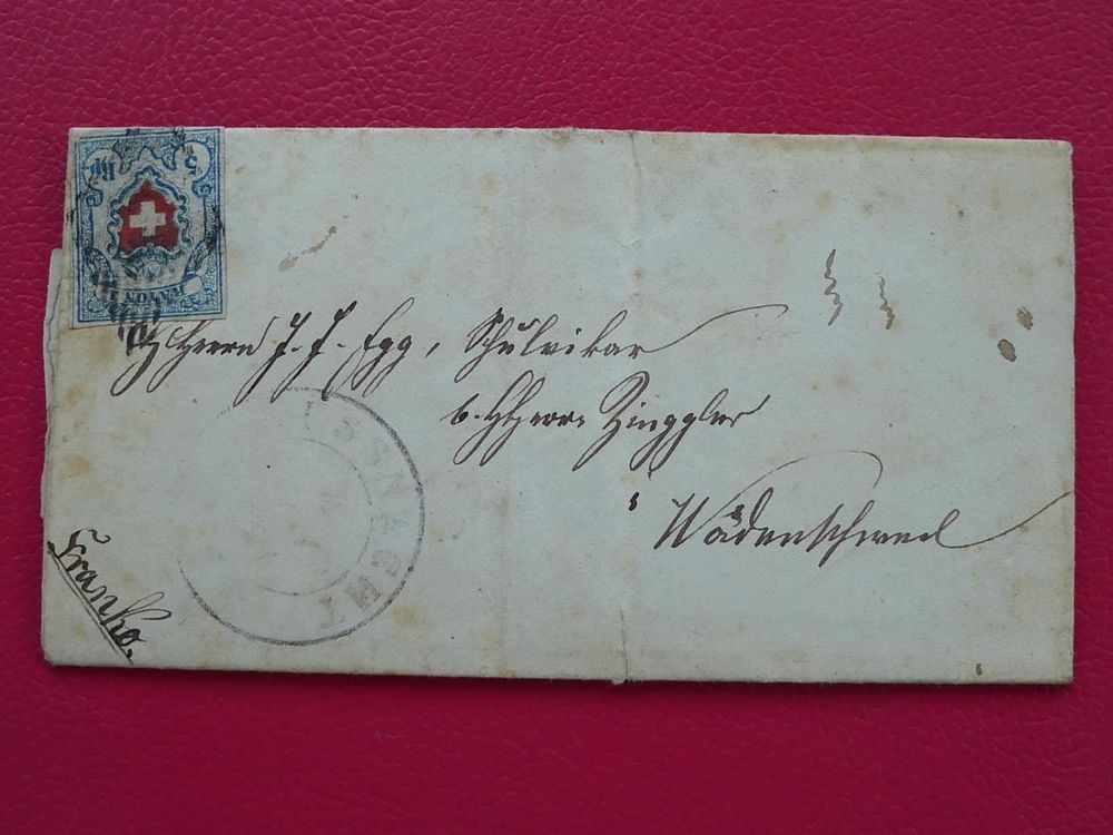 1851: Brief von KÜSSNACHT (ZH) mit 17II, T.22 B1-RO, 1050.- (Gebraucht ...