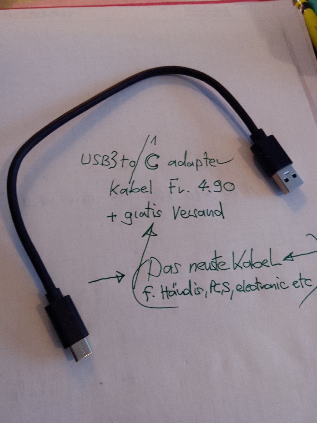 USB3. kabel to C adapter 3.0 zu 3.1 (Neu (gemäss Beschreibung)) in Wila ...