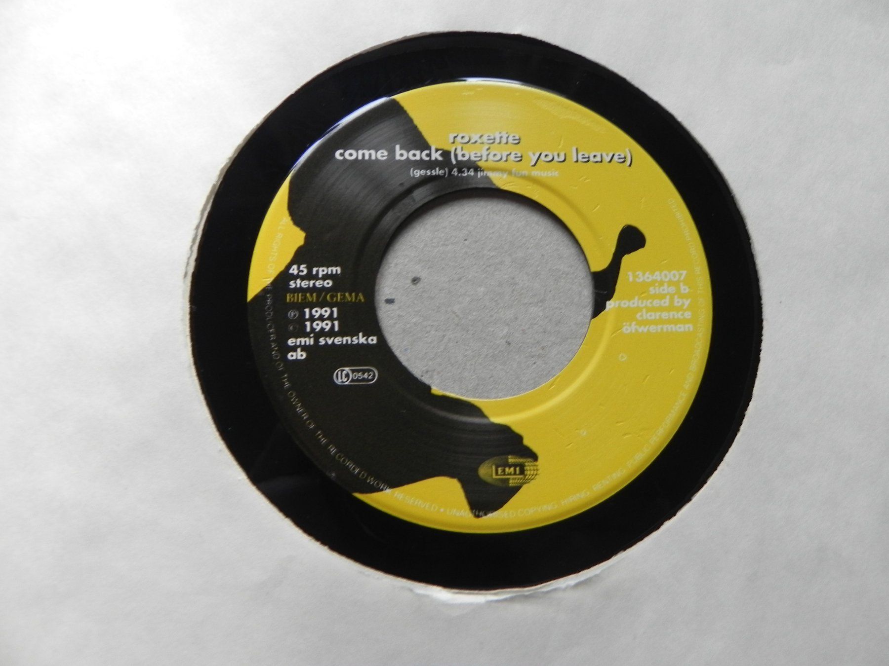 Single 7" Schweden Pop Duo Roxette 1991 Joyride / Come Back (Gebraucht ...