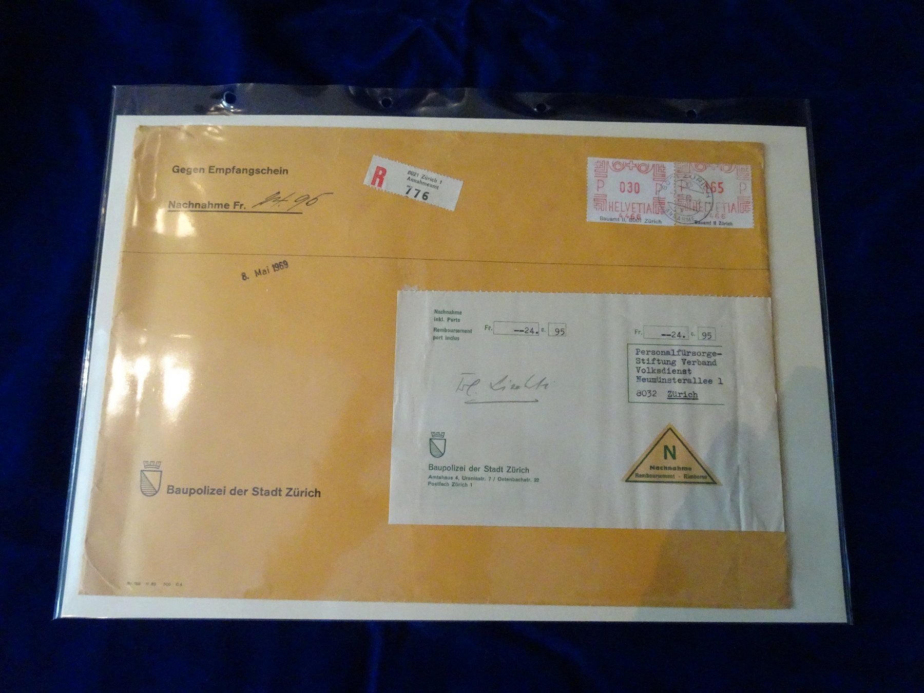 NN Nachnahme-Brief mit NN-Etikette von 1969 (Gebraucht) in Vitznau für ...