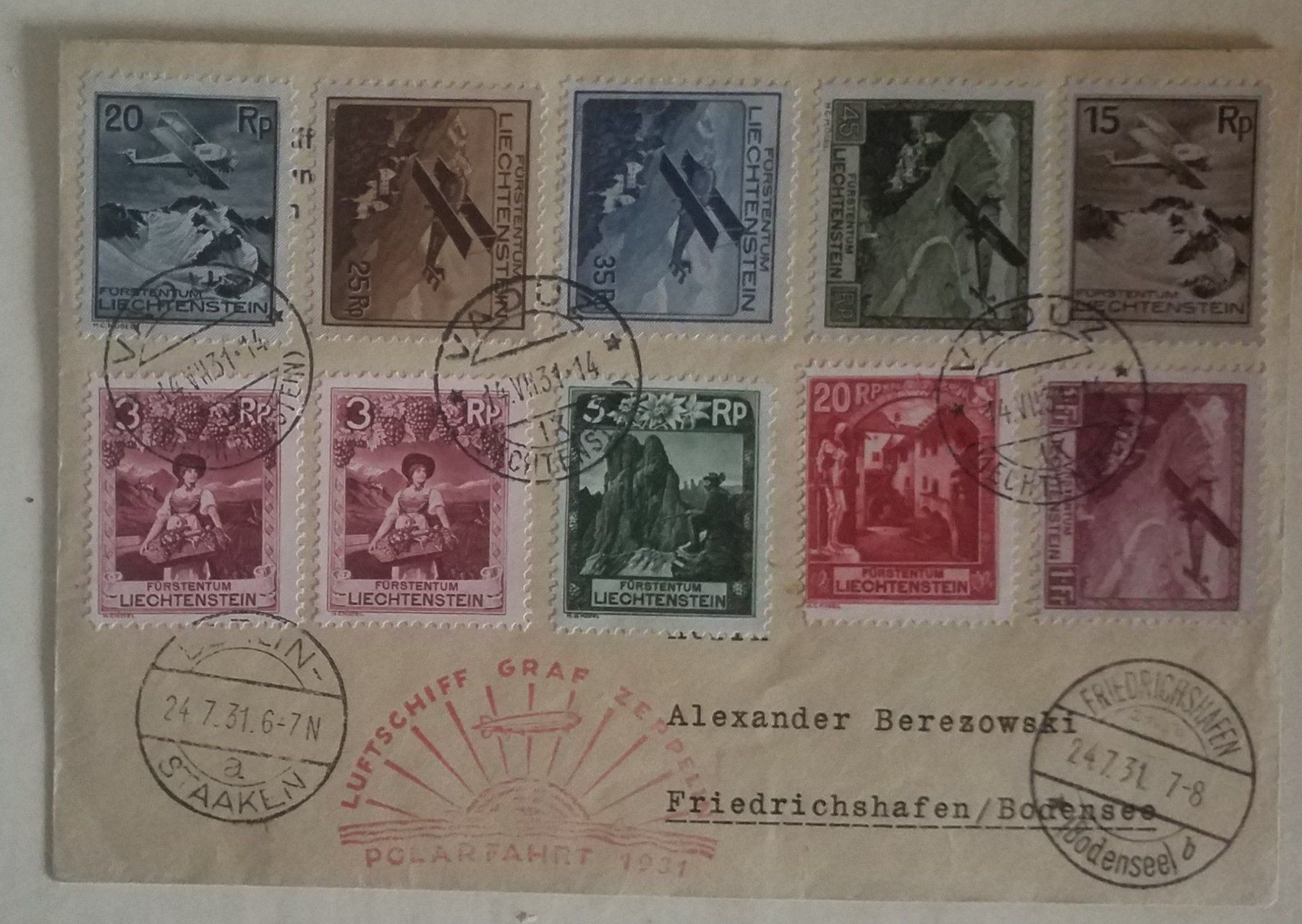 Li3) F1-F6, Zeppelinflug 1931 Polarfahrt alle Stempel selten (Neu ...