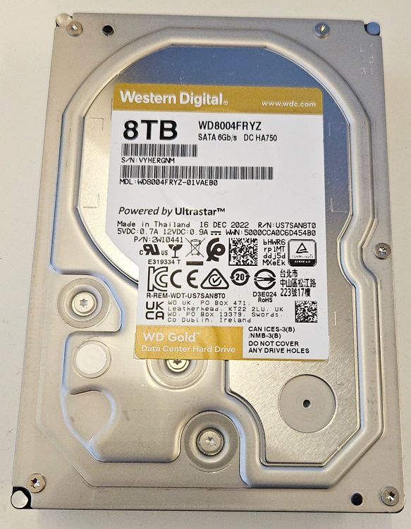 WD NAS HD 8TB gold label 3.5" 6GB/s, SATA III | Kaufen auf Ricardo
