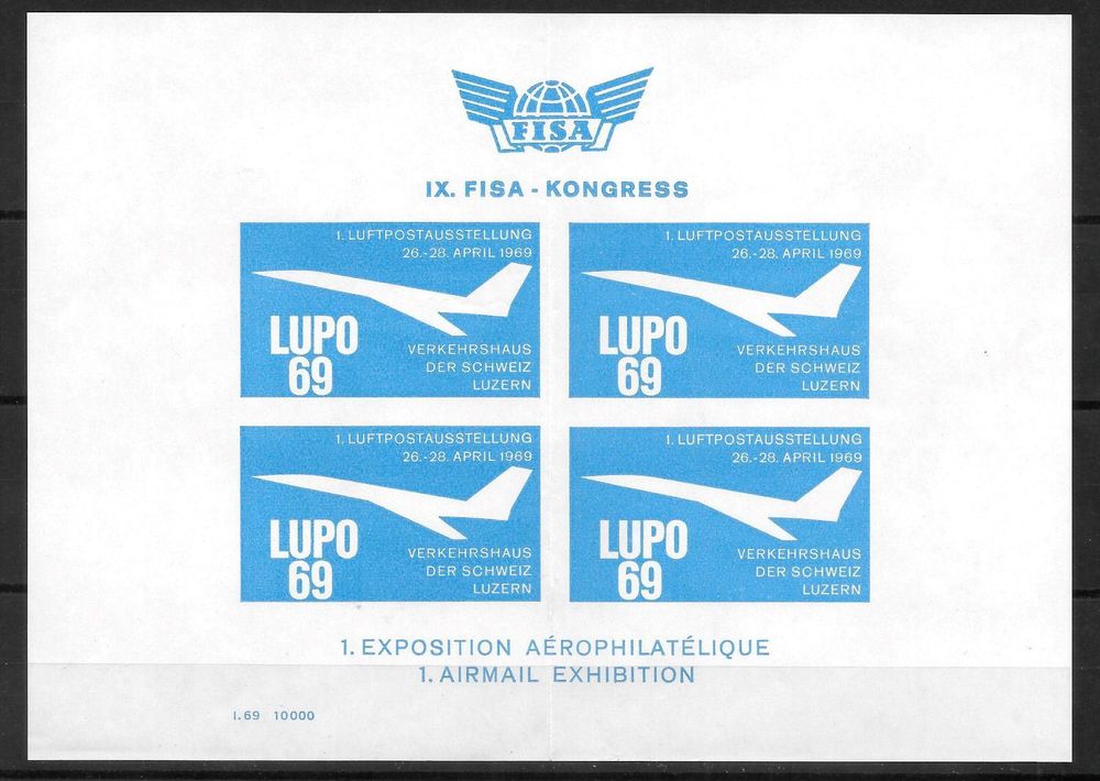 Vignettenblock LUPO Luzern 1969 ** (Neu (gemäss Beschreibung)) in für CHF 5 – mit Lieferung auf ...