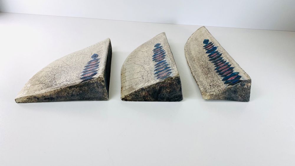 3er-Set Studiokeramik Vasen mit Craquelé Glasur c. 1980/90er (Gebraucht ...