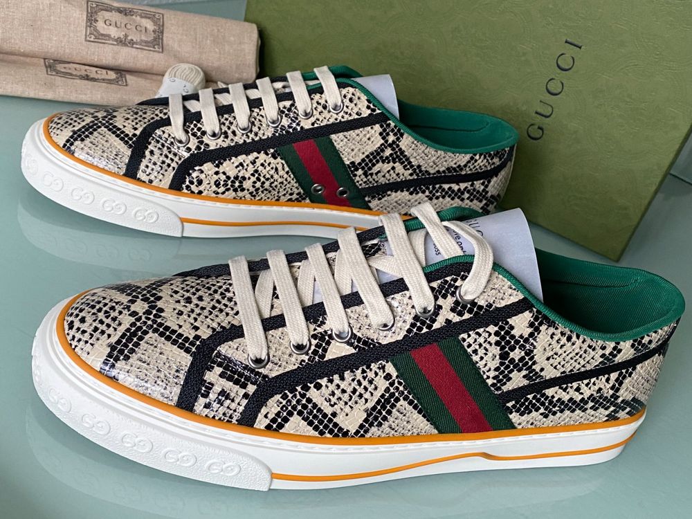 GUCCI Python Print Tennis 1977 Low Top Leder Sneakers 45 NEU (Neu und ...