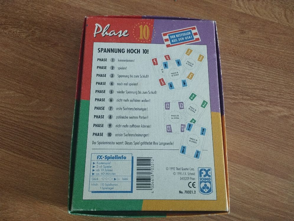 Phase 10 Kartenspiel von FX Schmid 1992 Karten Spiel (Gebraucht) in ...