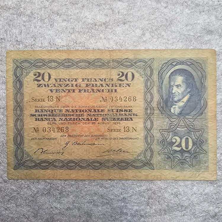 Suisse - 1939 - 20 francs (TTB/SS) (Gebraucht) in Bullet für CHF 28 – mit Lieferung auf Ricardo ...