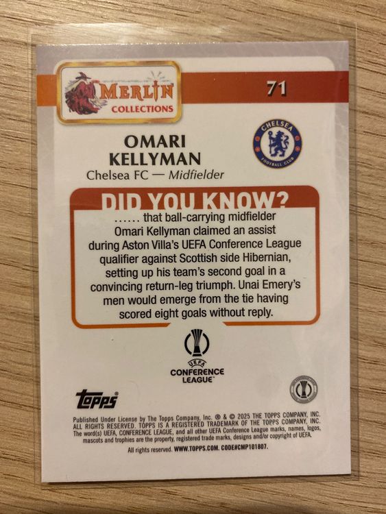 Topps Merlin 24/25 Omari Kellyman Refractor Rookie (Neu (gemäss ...