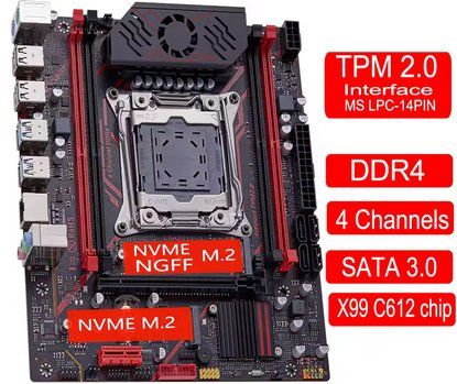 🇫🇷 X99 Motherboard TPM 2.0 Interface LGA 2011 3 mit NVME N (Neuf avec ...