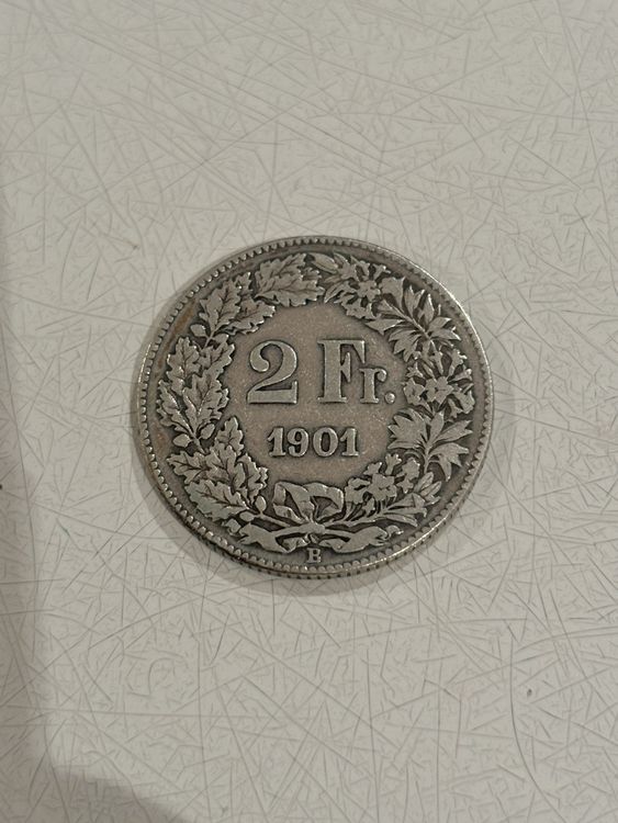 Pièce Argent Suisse 2 Francs 1901 Helvetia B Rare (Gebraucht) in Estavayer le lac für CHF 68 ...