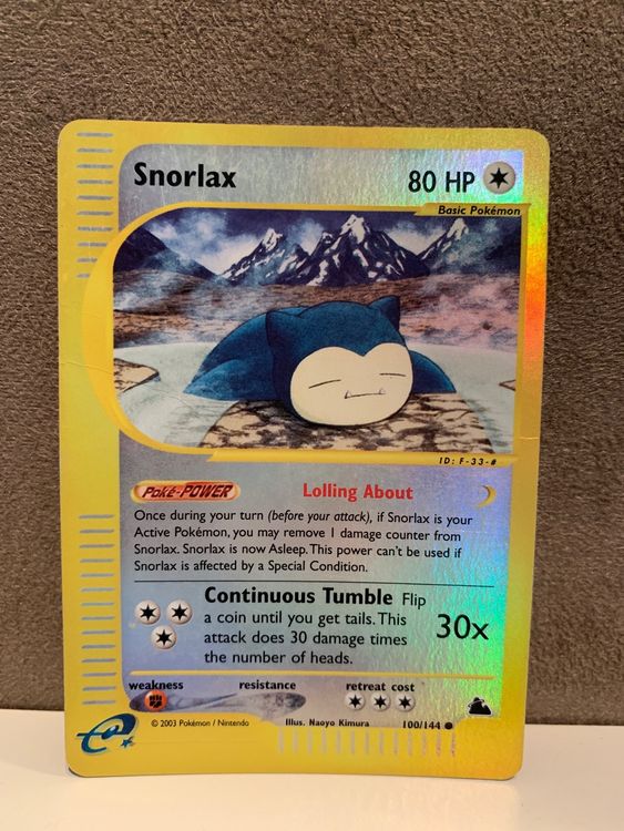 Pokemon Snorlax Reverse HOLO Skyridge ENG 100/144 | Kaufen auf Ricardo