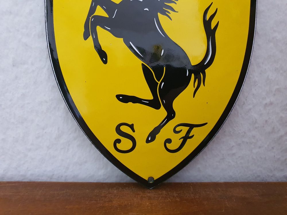 Emailschild Ferrari Wappen Logo Italy Emaille Schild Reklame (Neu ...