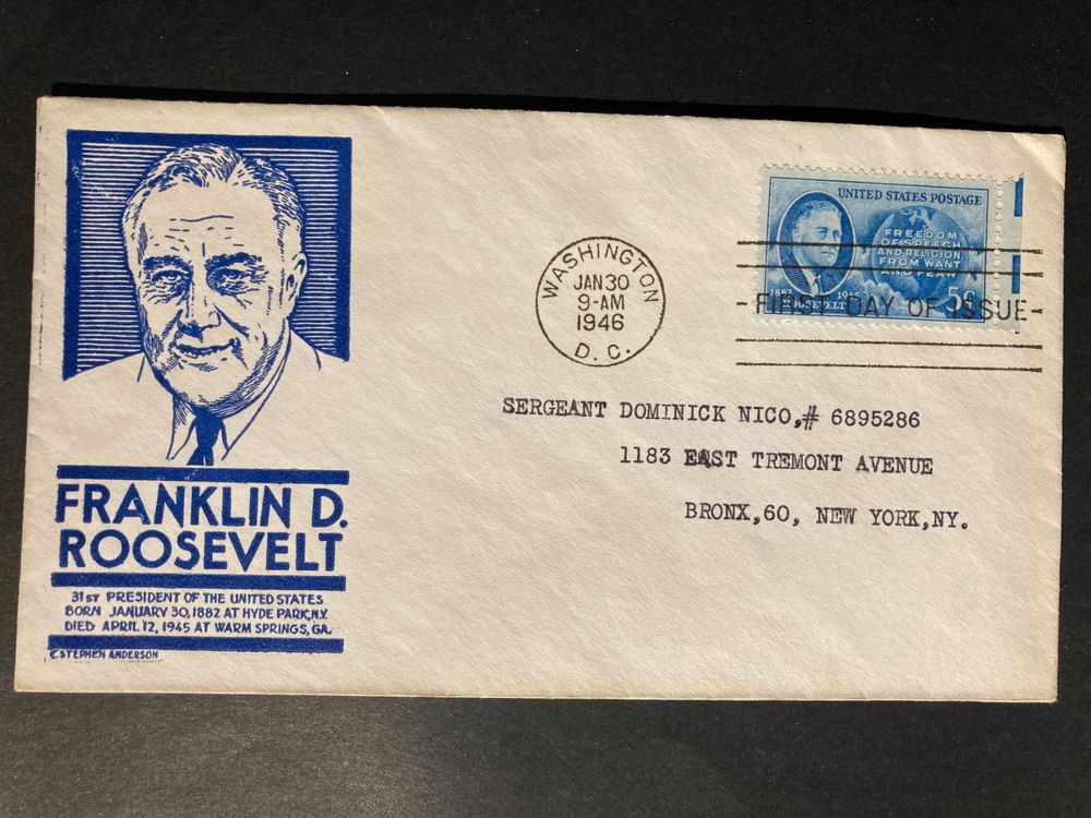 USA 1946 illustrierter FDC 5c Franklin D. Roosevelt (Gebraucht) in ... USA 1946 illustrierter FDC 5c Franklin D. Roosevelt (Gebraucht) in ...