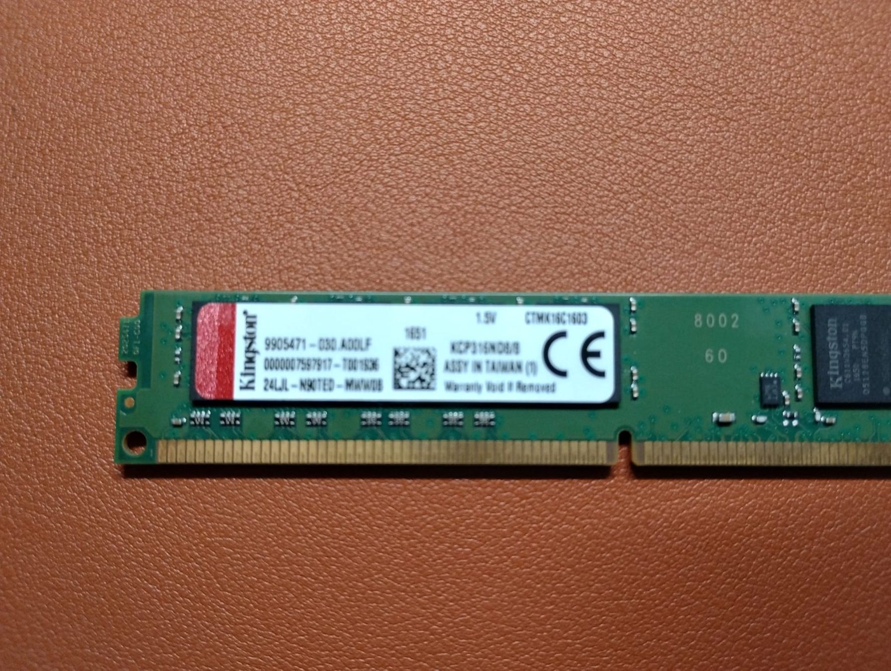 8Gb. RAM Kingston DDR3, 1600mhz Non EEC unbuffered 2Rx8 (Gebraucht) in ...