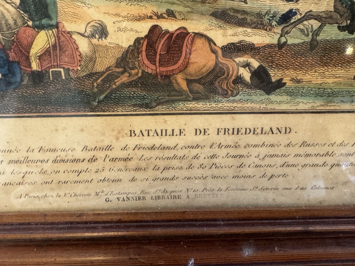 Gravure XIXe Bataille de Friedland - Cadre Bois d'Époque (Gebraucht) in ...