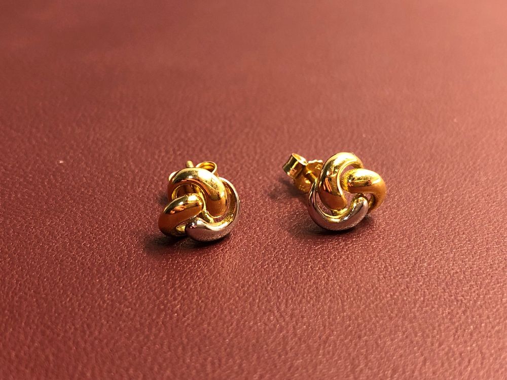 Ohrstecker aus Gelb- und Weissgold 18 Karat Au 750 | Kaufen auf Ricardo
