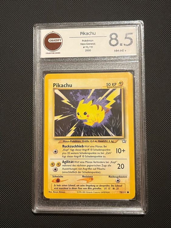 Pokémon Pikachu Neo Genesis 70/111 Grading 8.5/DE/2000 (Neu (gemäss ...