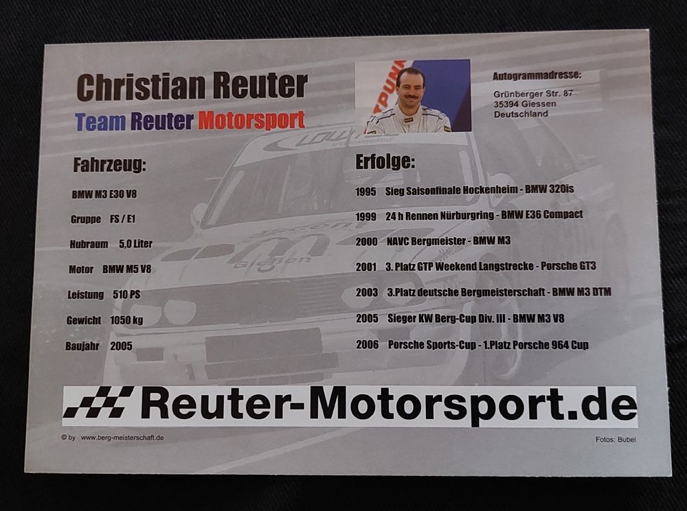 Christian Reuter Autogrammkarte signiert (Gebraucht) in Schleitheim für ...