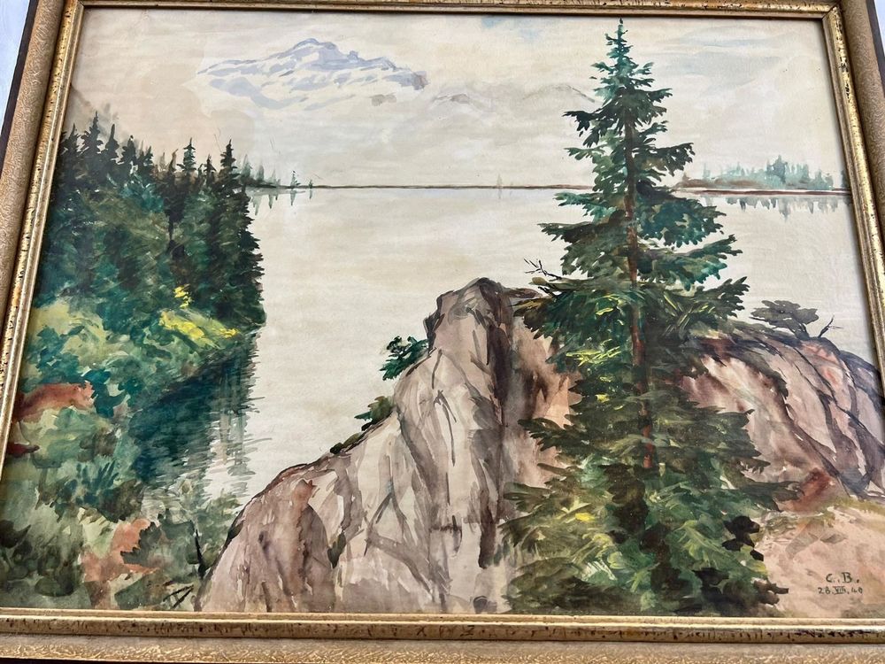 Tolle Aussicht auf Meer Aquarell Sig. | Kaufen auf Ricardo