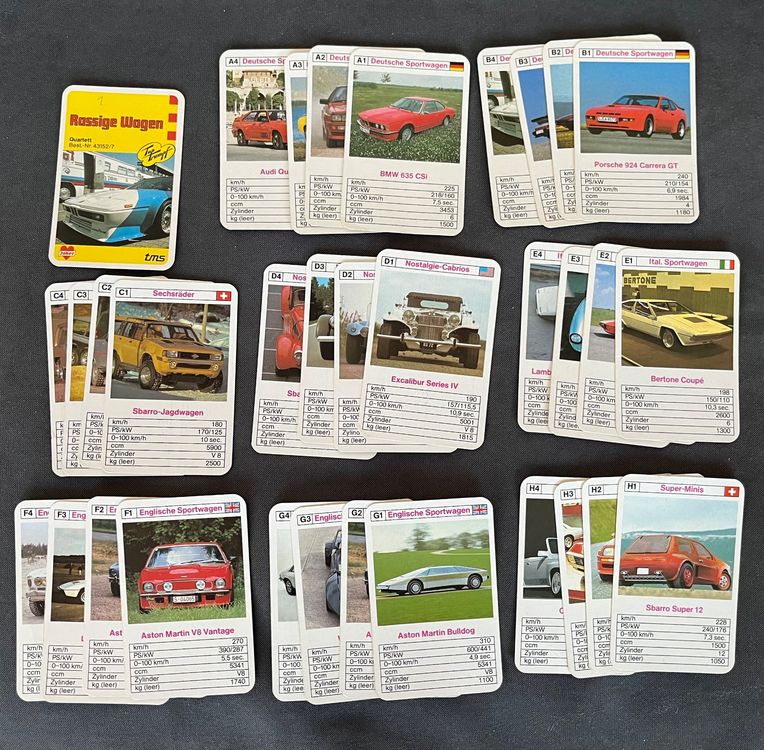 Rassige Wagen Auto-Quartett tms/32 Spielkarten/vintage (Gebraucht) in ...