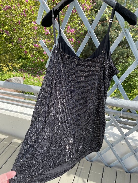 BOSS Pailletten Glitzer Top schwarz, Gr. L (Neu (gemäss Beschreibung ...