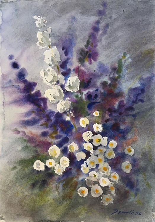 AQUARELL BLUMEN SIGNIERT. | Kaufen auf Ricardo