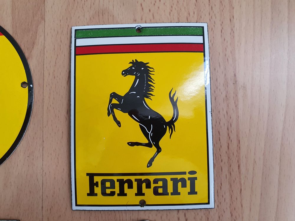 Emailschild Ferrari Wappen Logo Service Emaille Schild Retro (Neu ...