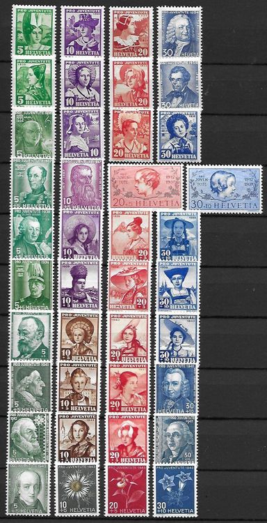 1934-43:Pro Juvent.10 Serie J69-108 ** (Gebraucht) in Walperswil für CHF 3 – mit Lieferung auf ...