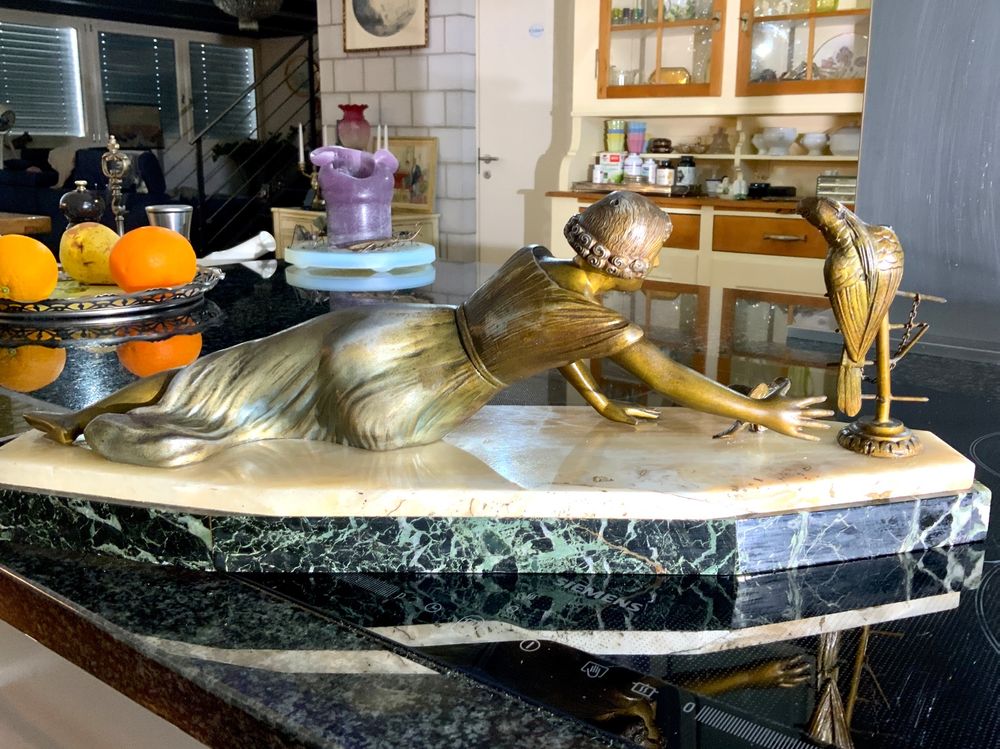 ART DECO FRAUSKULPTUR AUF SOCKEL ZINKGUSS MARMOR FRANCE,1930 (Gebraucht) in Biglen für CHF 191 ...