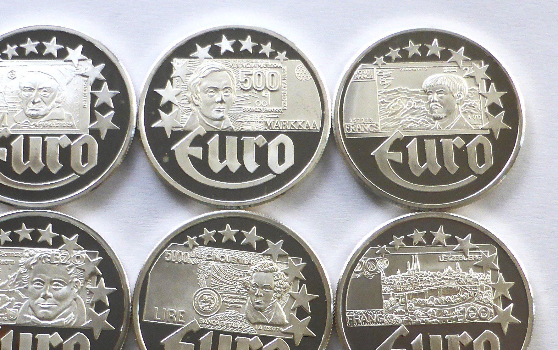 SUPER Collection, 15x 10 "euro" 1997 - je 20g FEINSILBER 999 (Neu ...