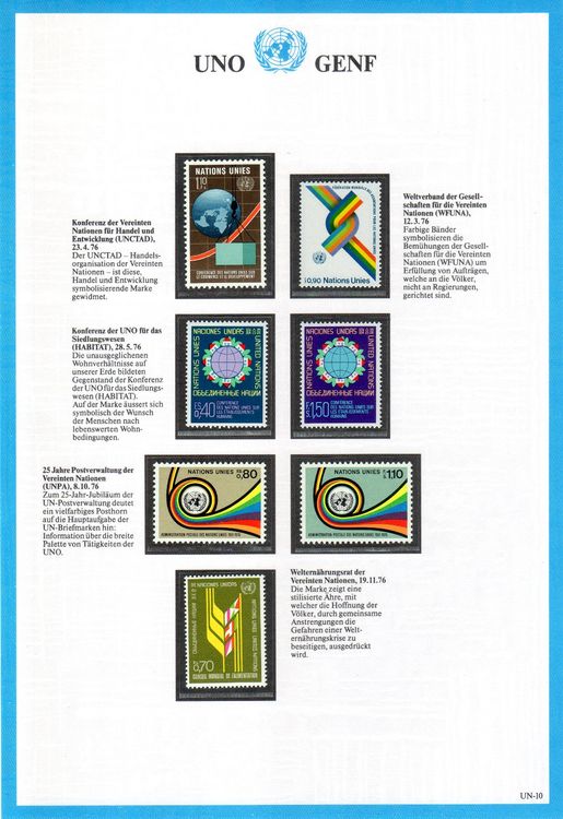 UNO GENF SCHEDA UN-10 VON 18 ** POSTFRISCH ** (Neu (gemäss Beschreibung)) in Losone für CHF 2 ...