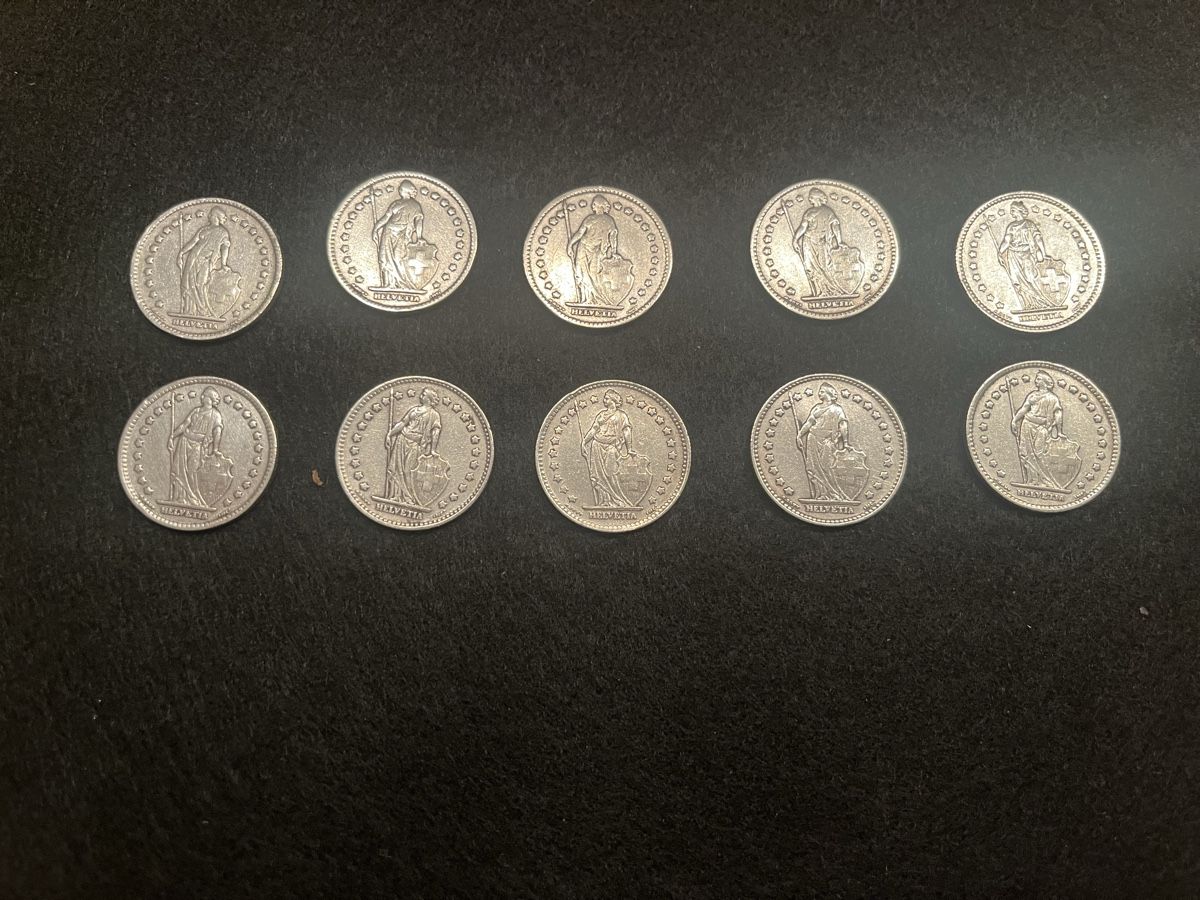10 silberne 1 Fr.verschiedene Jahre 1908 bis1940 (Gebraucht) in Rikon ...