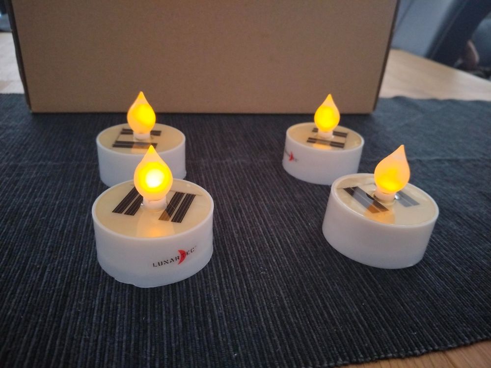 4er-Set Solar-LED-Teelichter mit Sensor, IP44, LED Kerze (Neu (gemäss ...