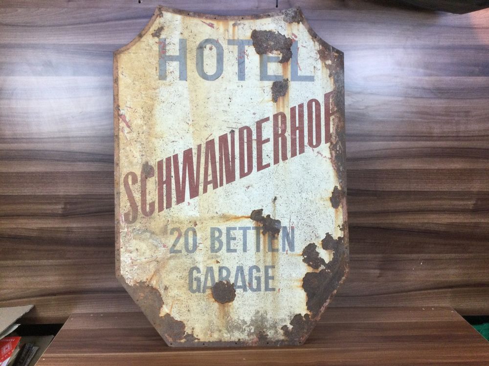 Antikes Blech Schild Hotel Schwanderhof Garage 20 Betten (Gebraucht) in ...