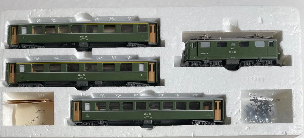 Vintage BEMO Modell Bahn Schnellzug der Rhätischen Bahn set (Gebraucht ...