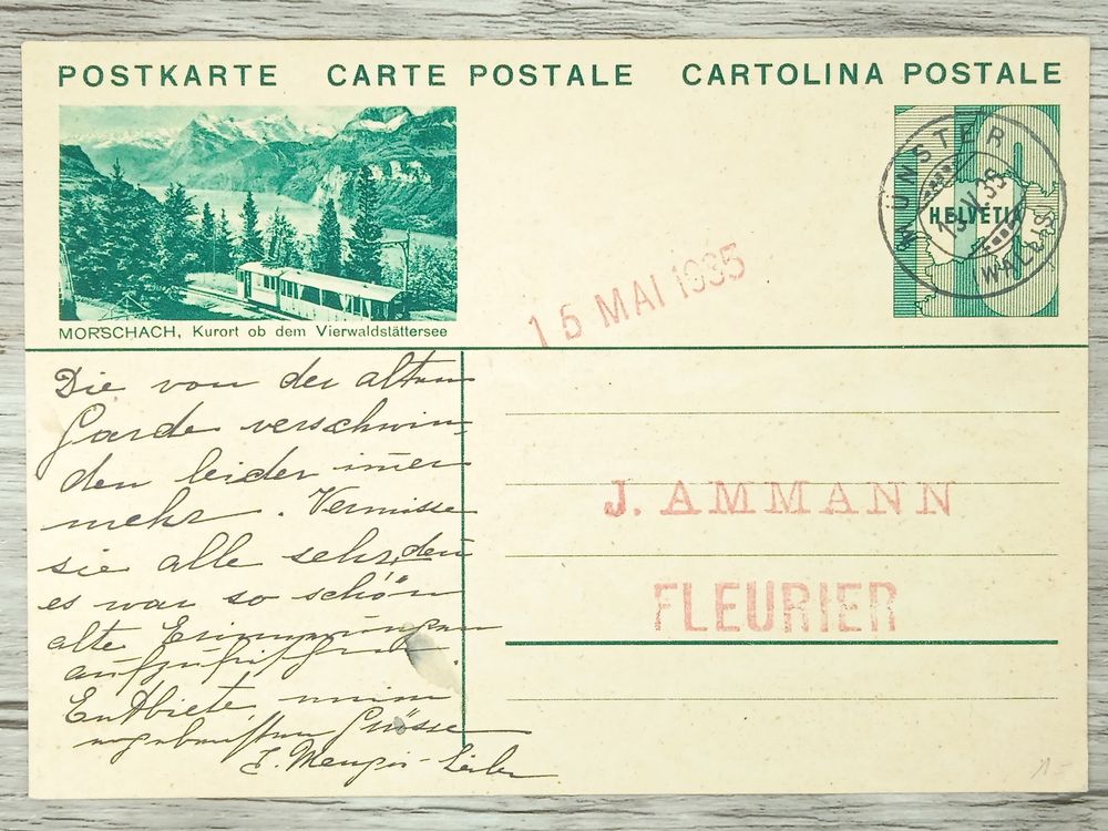 TR10 Carte Postale + Timbre Suisse 1935 (Gebraucht) in Cousset für CHF 0.85 – mit Lieferung auf ...