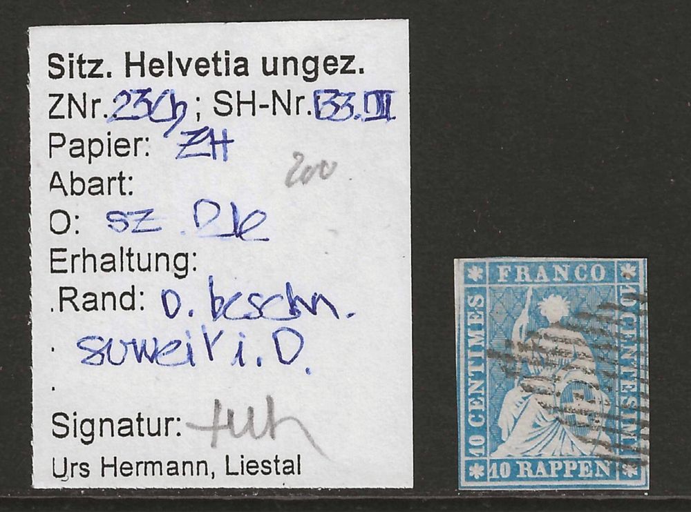 1856 : Strubel Nr. 23Cb - mit Befund, KP 200.-- (Gebraucht) in Gümligen für CHF 28 – mit ...