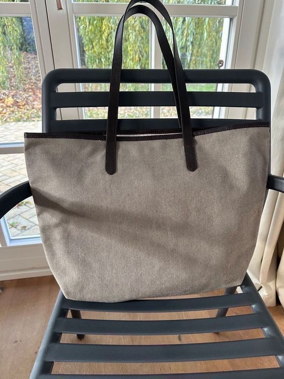 🟢 NEUF Sac cabas + pochette coton cirée / Handtasche NEU (Neuf avec ...