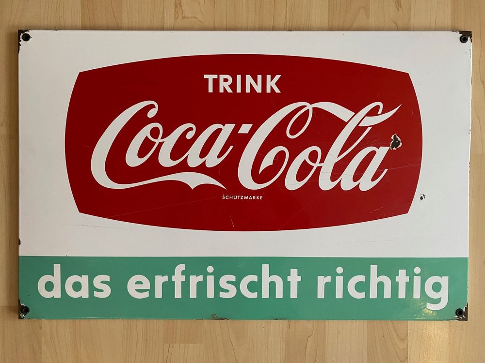 Coca Cola Email Schild das erfrischt richtig | Kaufen auf Ricardo